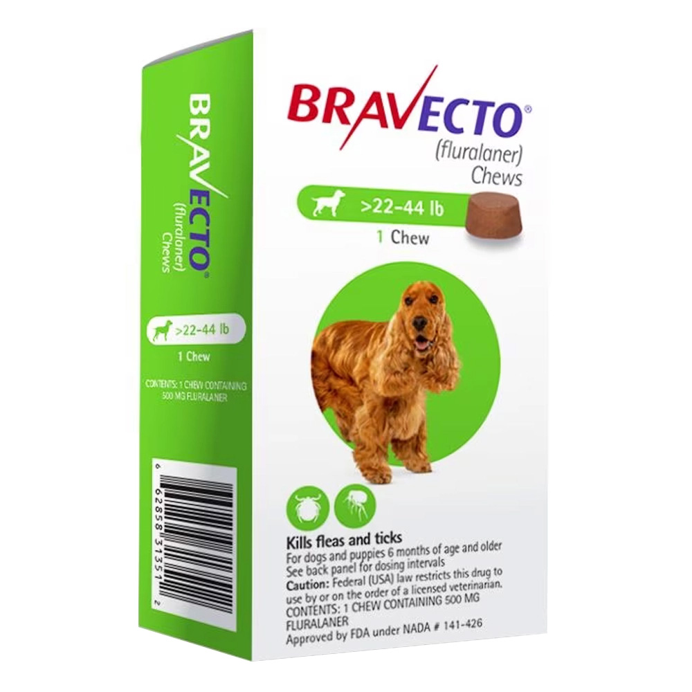 Buy Bravecto For Medium Dogs 22- 44 Lbs (Green) 1 Chew
